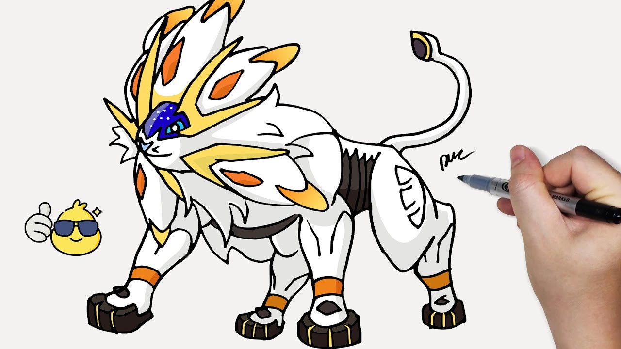 How to draw Legendary Pokemon Solgaleo Step by Step Easy | Duc Draw ...