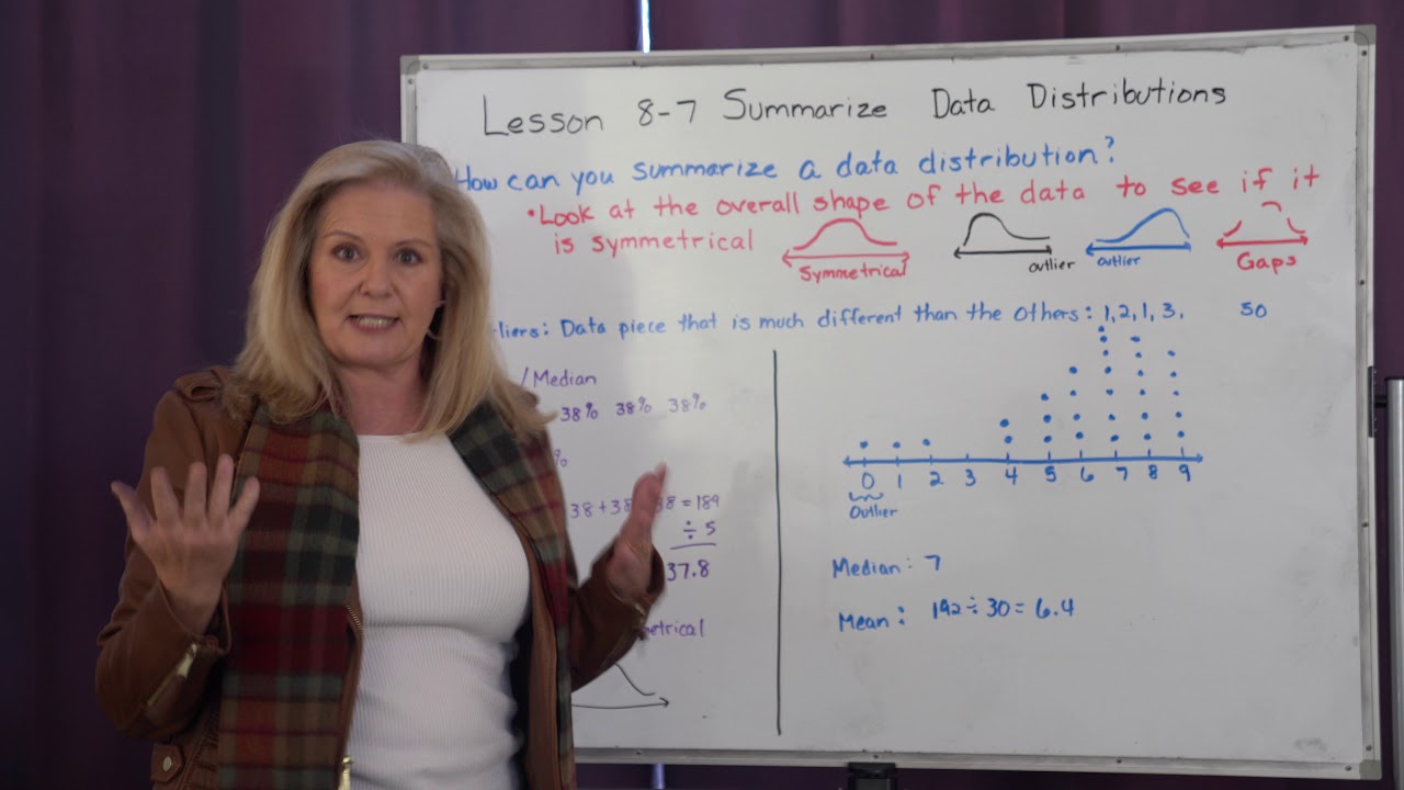 Math 6 Lesson 8 7 Summarize Data Distributions - YouTube