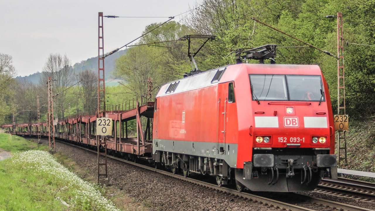 DB Baureihe 152 mit Autotransportwagen in Friedland - YouTube