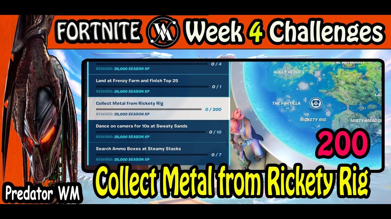 Collect Metal from Rickety Rig / Week 4 Challenges / Fortnite Season 3 ...