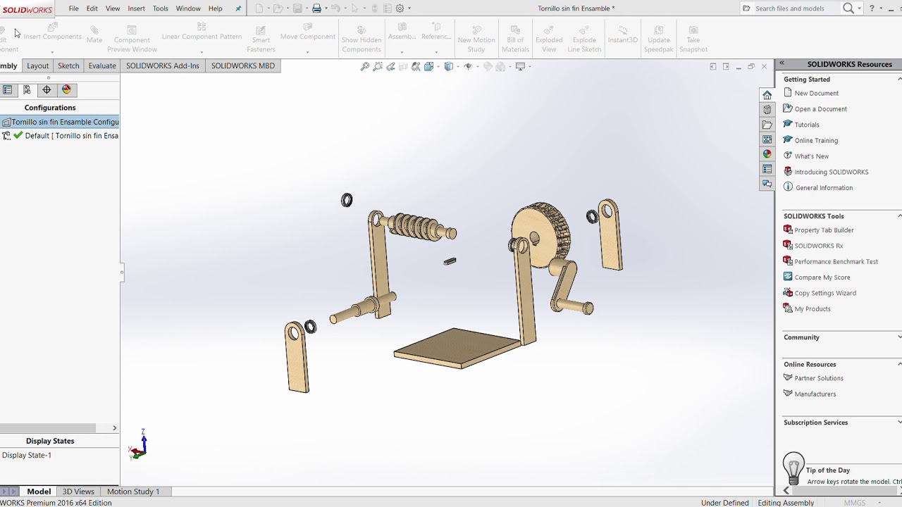 SOLIDWORKS Premium 2016 x64 Edition Tornillo sin fin Ensamble 2020 05 ...
