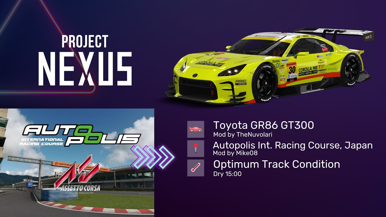GR86 GT300 at Autopolis International Racing Course | Assetto Corsa | ProjectNexus - YouTube