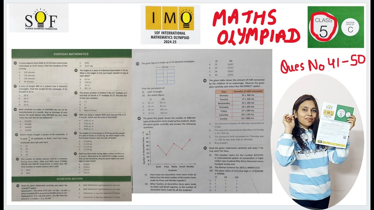 Class 5 Maths Olympiad 2024-25 Question Paper| Ques no 41-50 | IMO ...