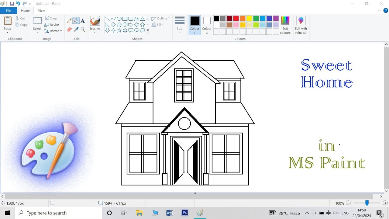 How to make a Home in MS Paint ll create a home in MS Paint - YouTube