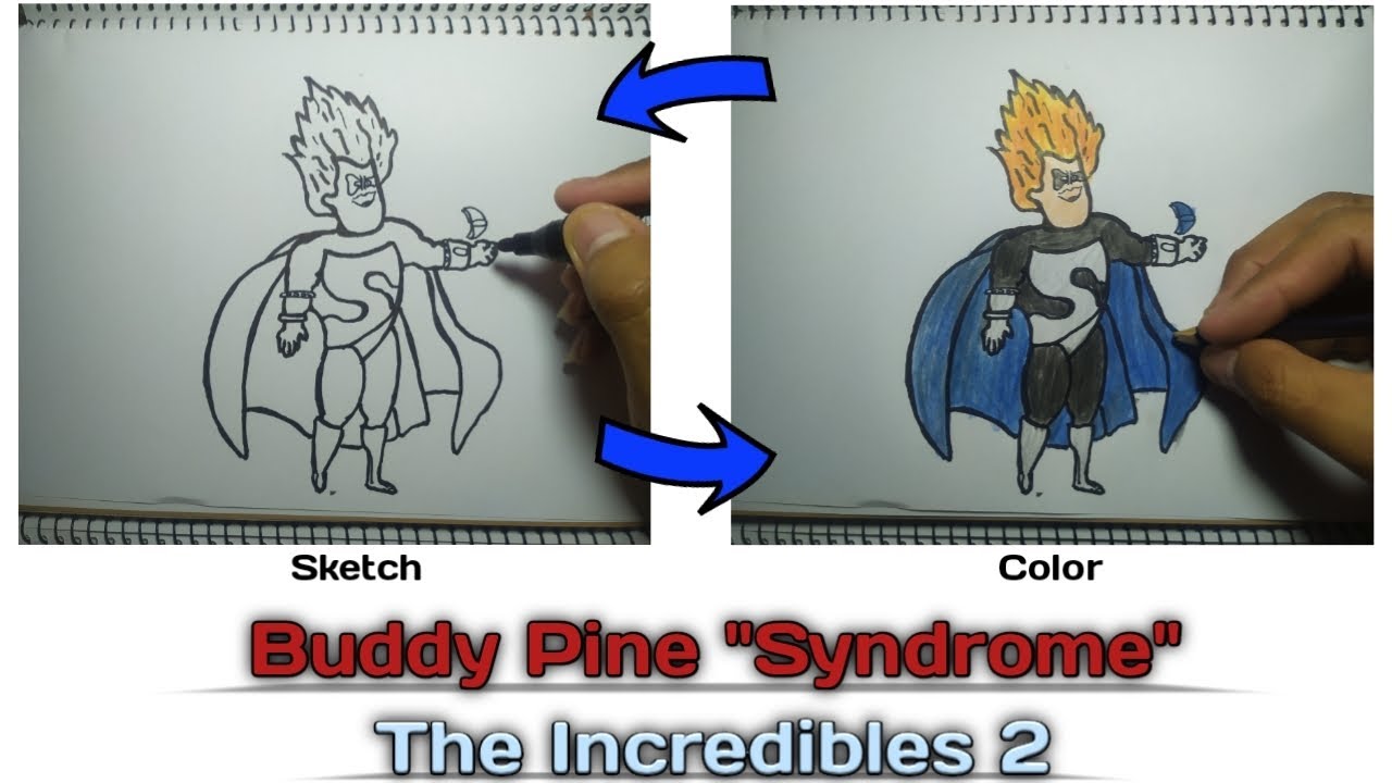 How to draw Syndrome from the Incredibles 2 / tutorial gambar Syndrome ...