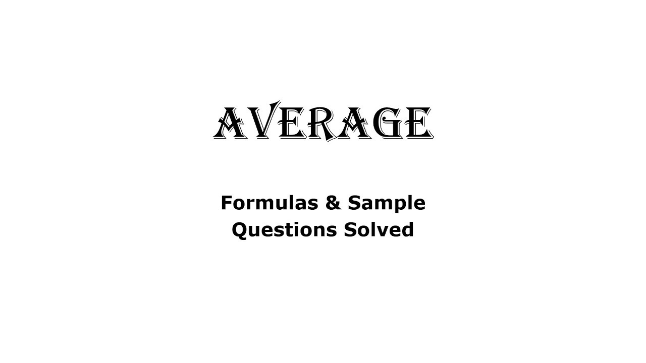 Average - Basic Formulas - YouTube
