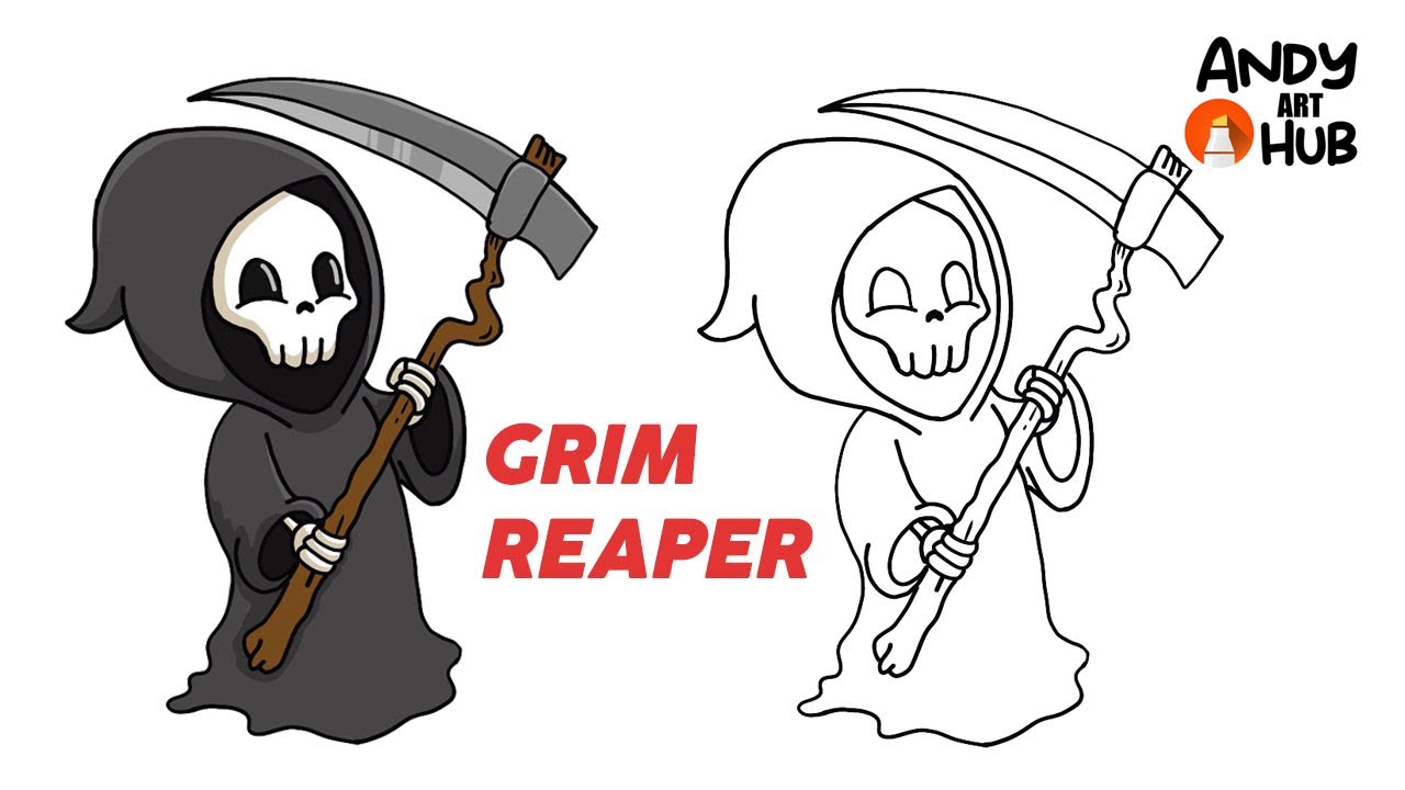 How to draw the Grim Reaper easy | Halloween day drawings | Halloween ...