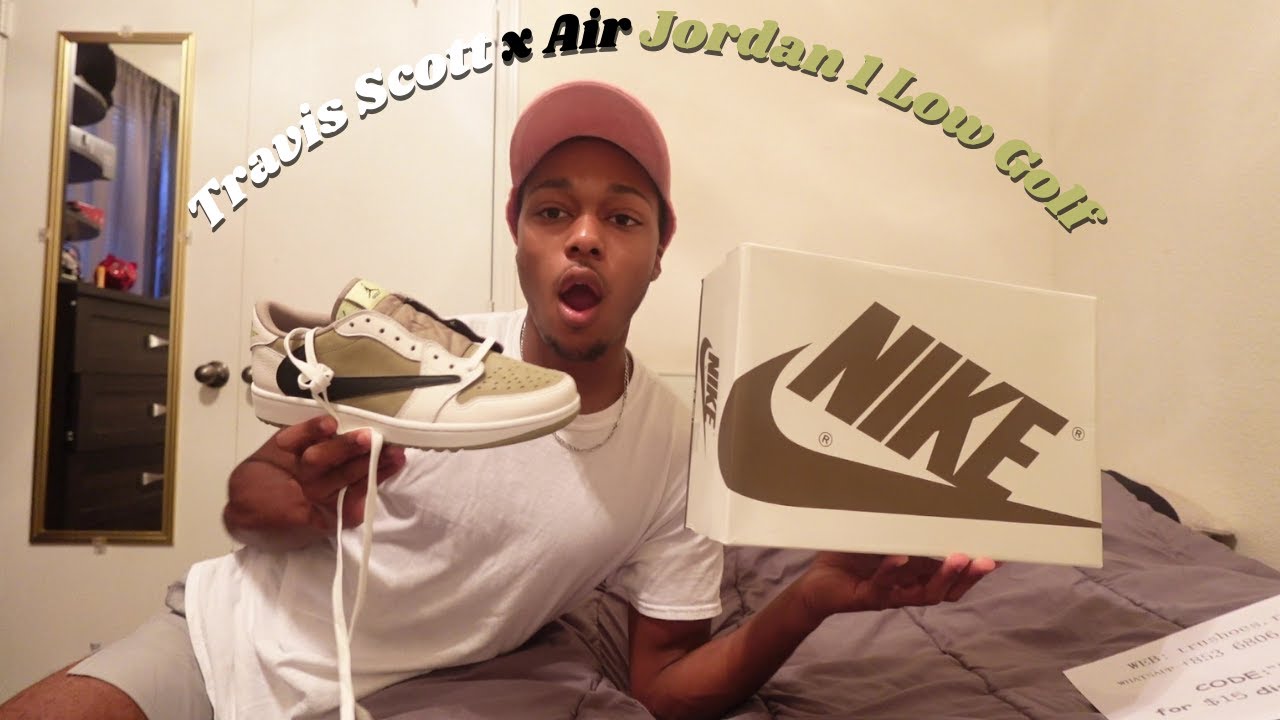 Jordan 1 X Travis scott Low Golf Unboxing - YouTube