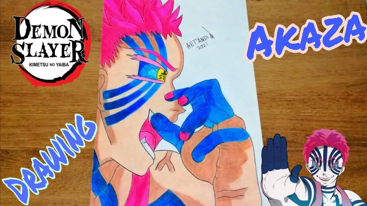 Cómo Dibujar a AKAZA de Kimetsu no yaiba/How to draw AKAZA/Desenhando ...