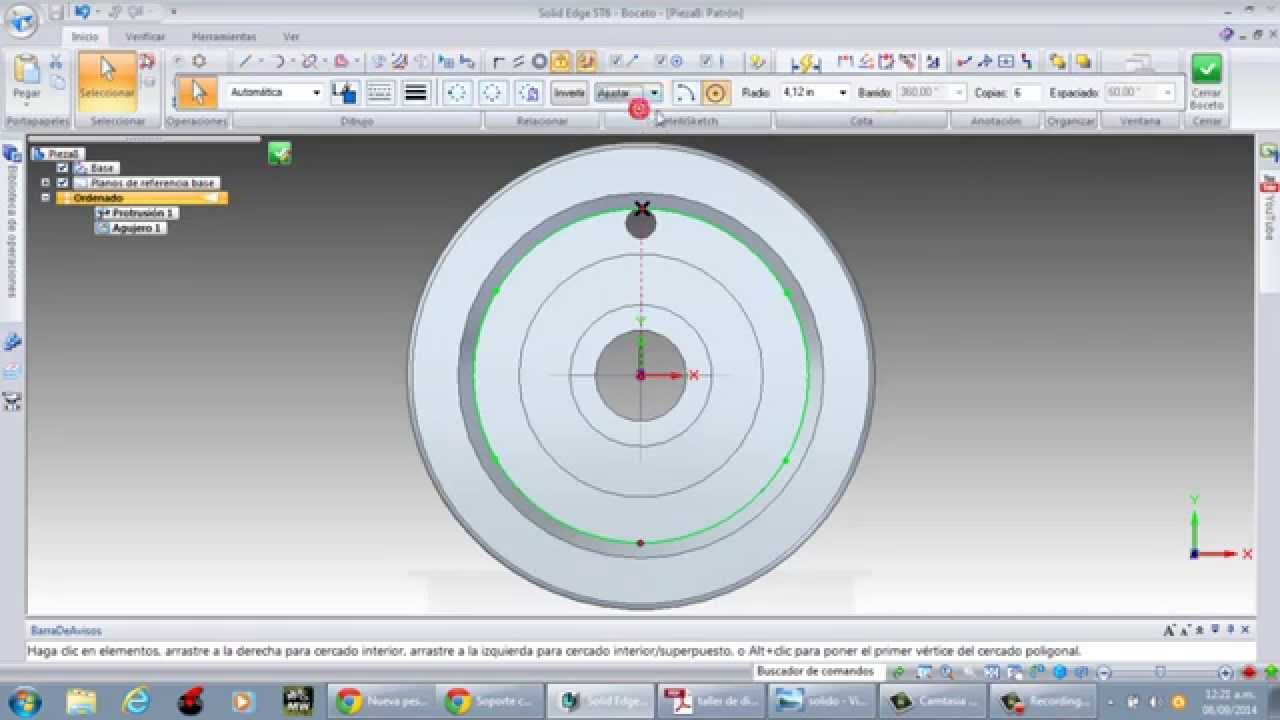 Elaboración de solido en Solid Edge con revolución, patrón. - YouTube