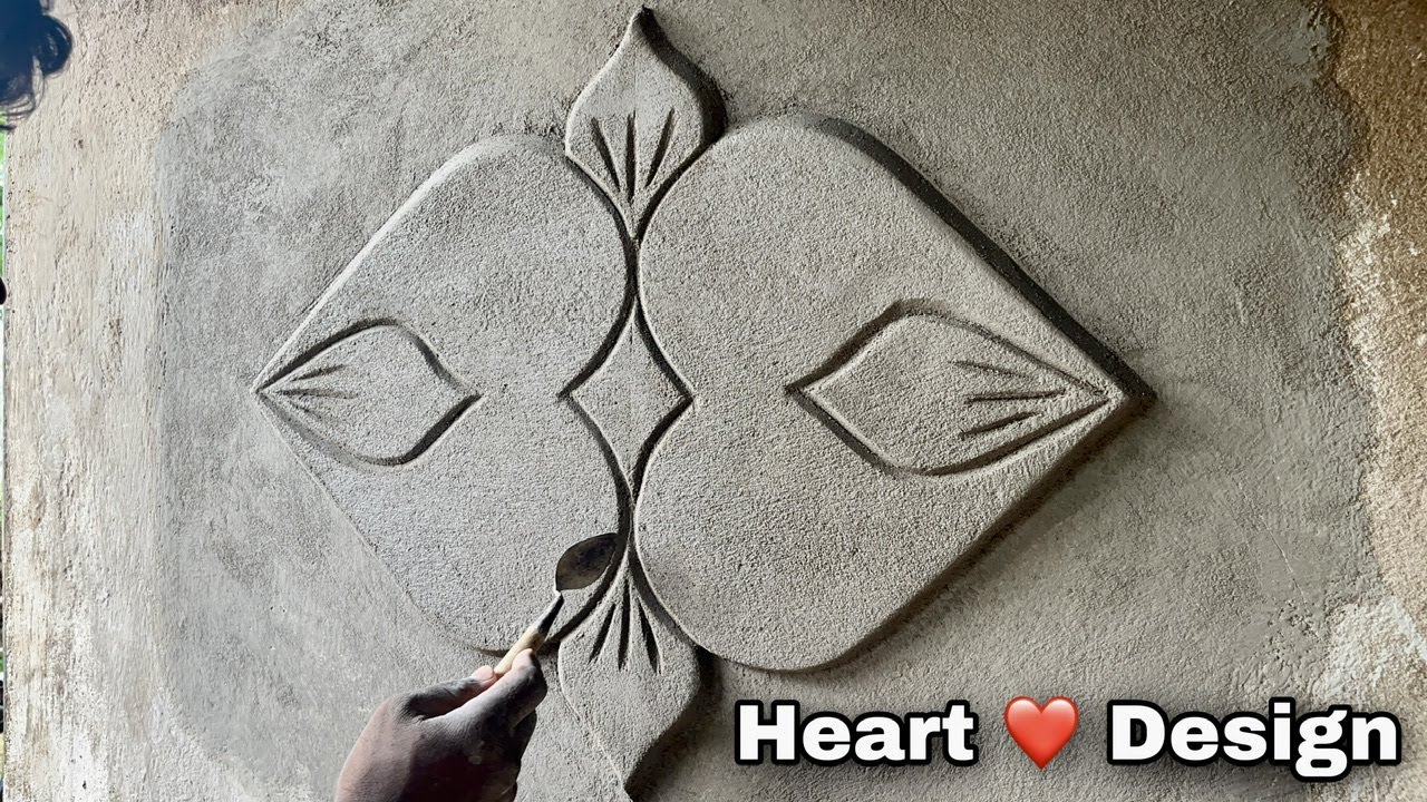 New Simple Design ️ Wall Flower Design - Heart Design - Cement Sand And ...