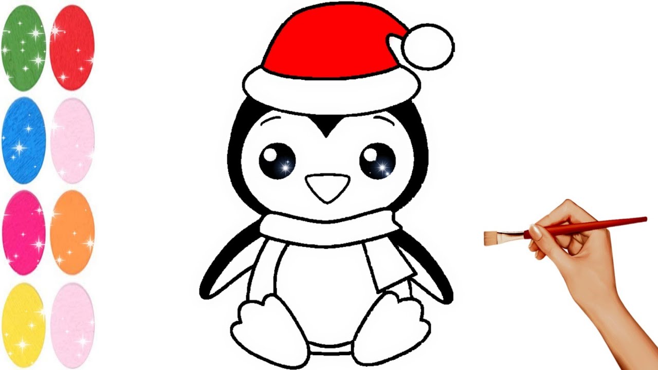 Drawing ,Painting and Coloring a Cute Penguin /Жеңіл сурет салу/rasm ...
