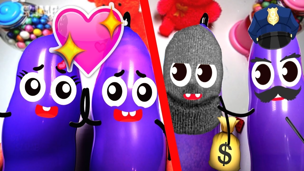 Making Red Slime with Funny Balloon Doodles #6 | PURPLE SATISFYING ...
