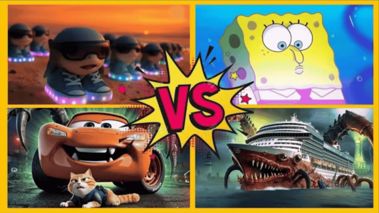 Italian Brainrot 🆚 SpongeBob 🆚 Spider-man Mcqueen 🆚 Predator Ship ...