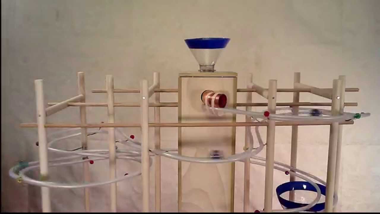 Marble rollercoaster with funnel, switch, loop, and catchbox - YouTube