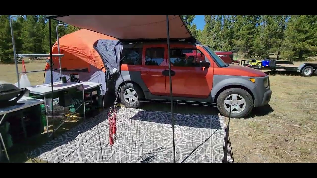 Honda Element camping setup day 1 - YouTube