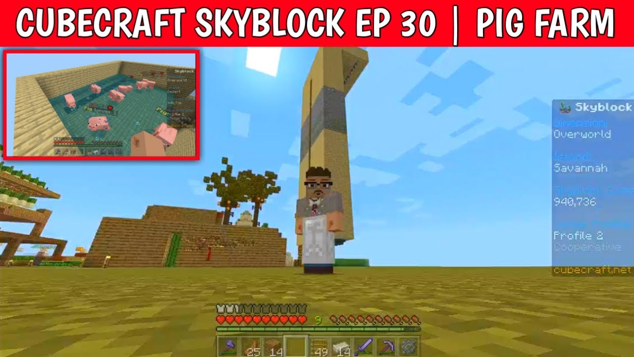 cubecraft skyblock ep 30 | minecraft cubecraft skyblock | making pig ...
