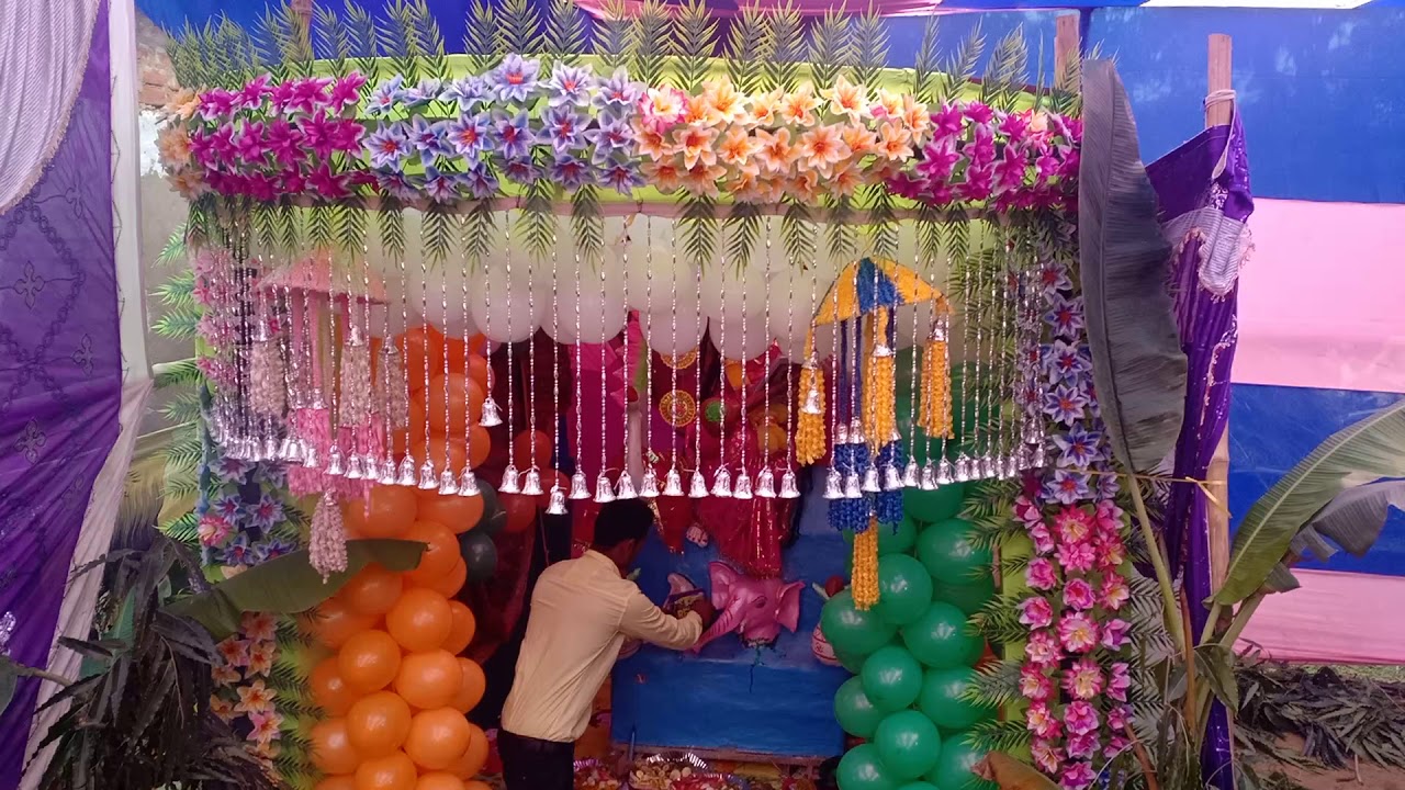 Saraswati puja pandal sajawat 30/1/2020 - YouTube