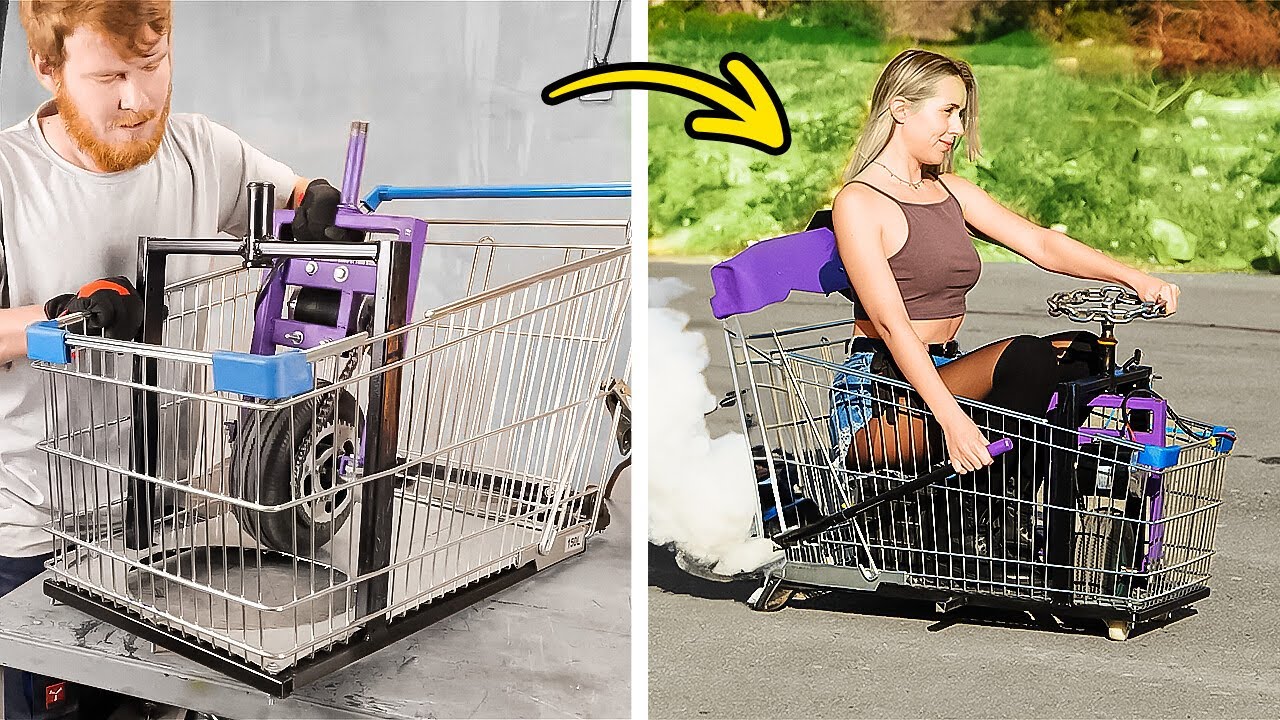 Making a CRAZY ELECTRIC CART From a Boring Shopping Cart - YouTube