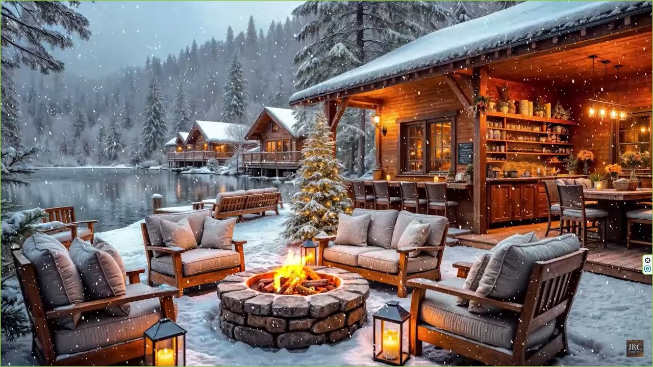 Cozy Morning Vibes at Outdoor Winter Coffee Porch Ambience with ...