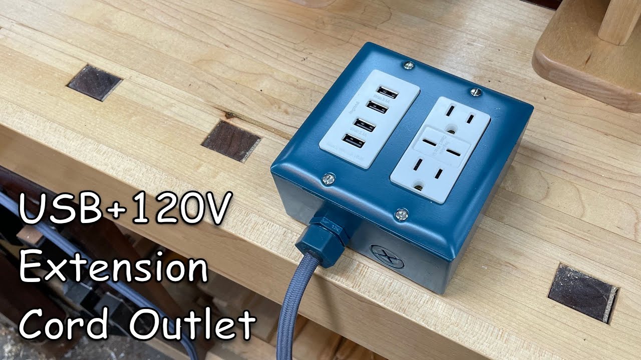USB-C + USB + 120V Extension Cord Outlet - YouTube