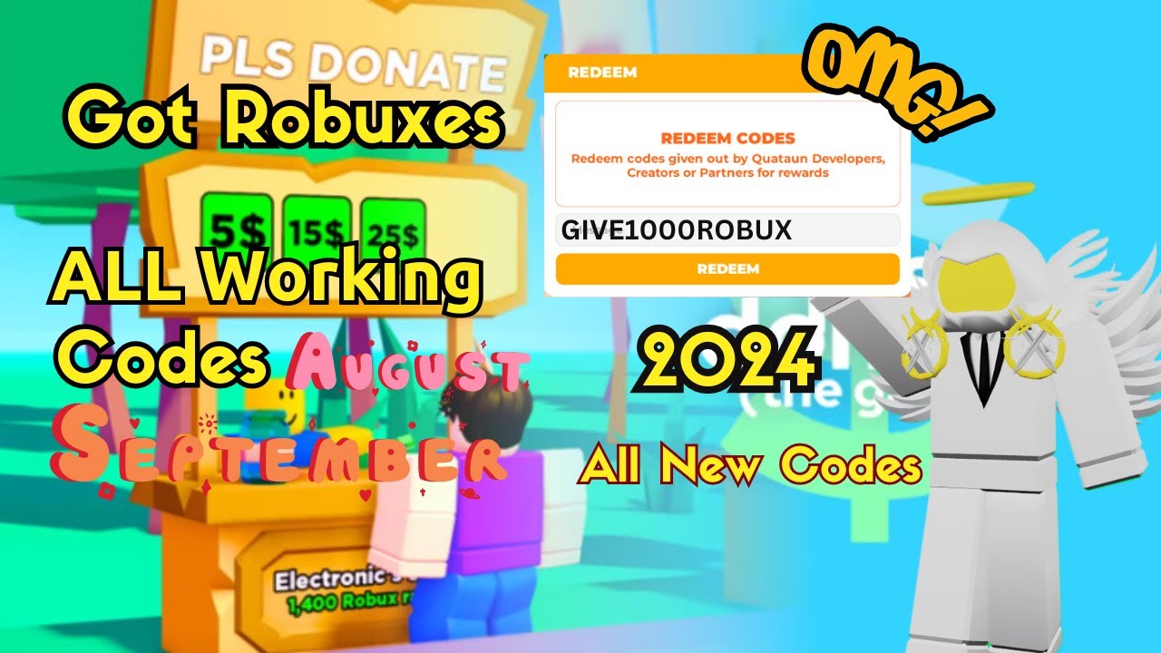 PLS DONATE Game ALL WORKING REDEEM CODES FOR AUGUST AND SEPTEMBER 2024 ...