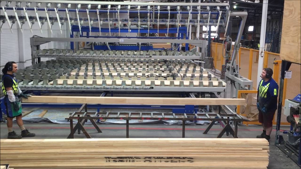 Automatic Timber Laminating Line - YouTube