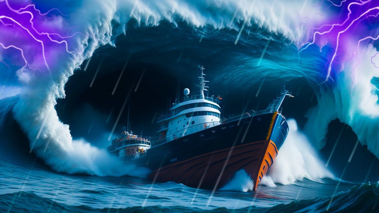 Big CARGO SHIPS Caught Inside Massive Waves - YouTube