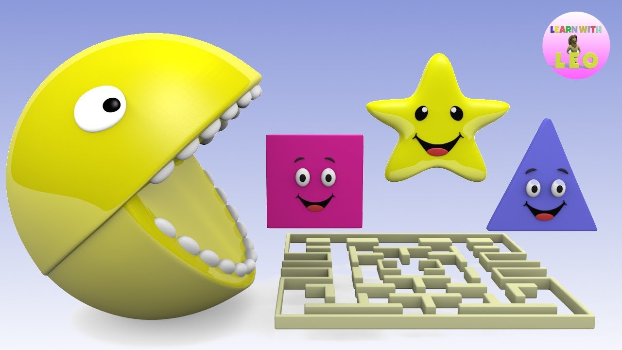 Learn Shapes with 3d Pacman for Kids - YouTube