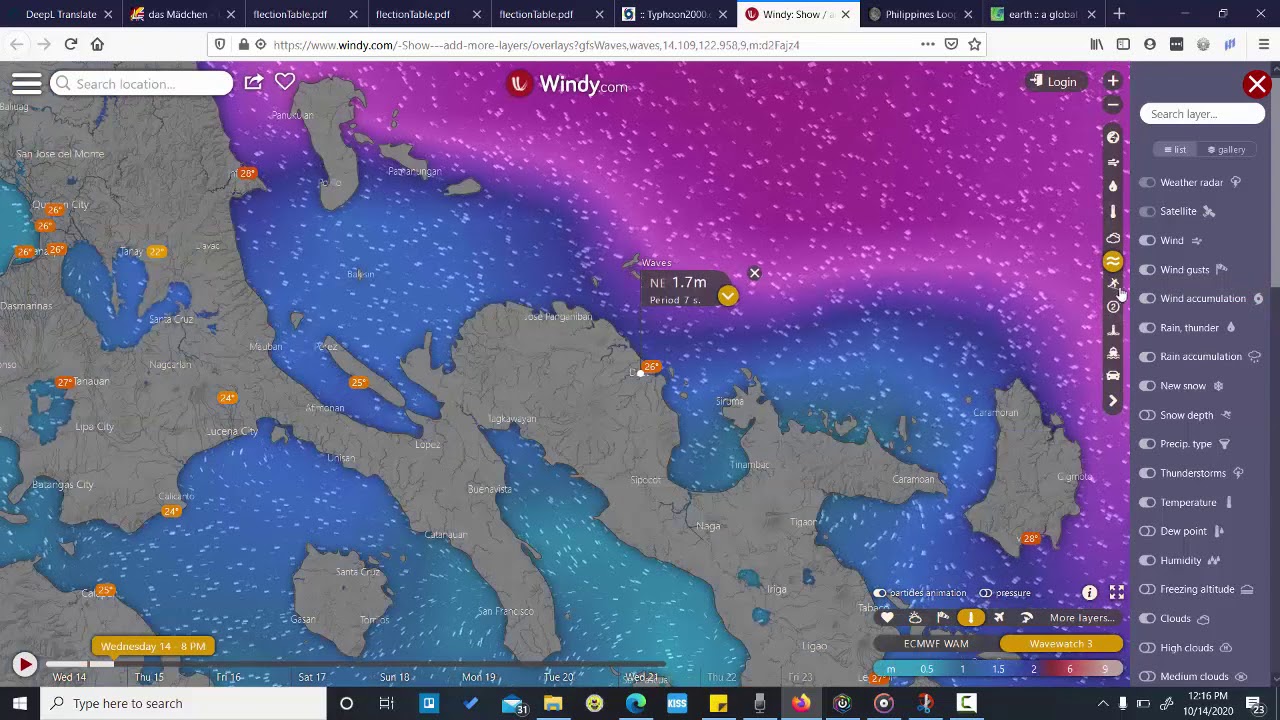 Tropical Depression Offel on Windy, Earth.nullschool and Maybagyo.com ...