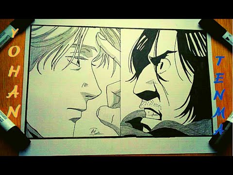 Drawing Doctor Tenma and Johan black and white from -Monster- - YouTube