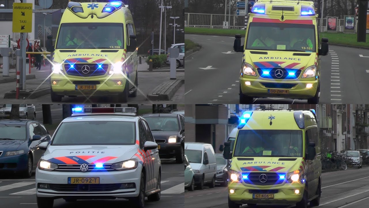 Nieuwe Politie Touran en vele Ambulances met spoed in Amsterdam! #522 ...