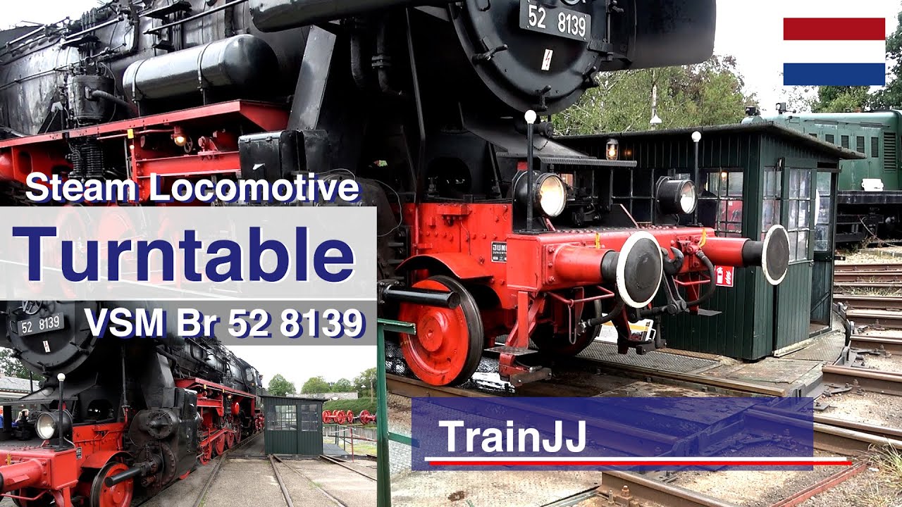 🇳🇱 4K Steam locomotive Br 52 doing a 360 on Railway turntable | VSM ...