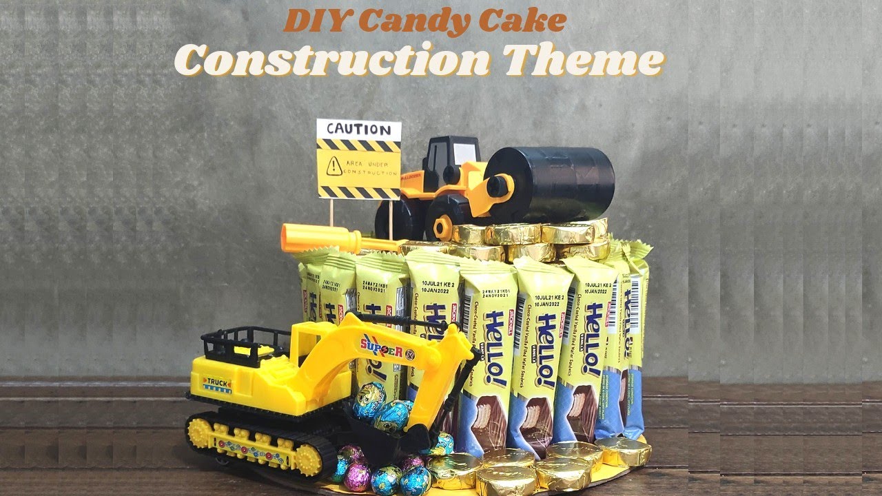 DIY Candy Cake Construction Theme 🚧 I iced mochiii - YouTube