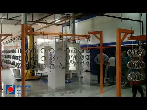 powder coating line for aluminium profile Lamp frames - YouTube