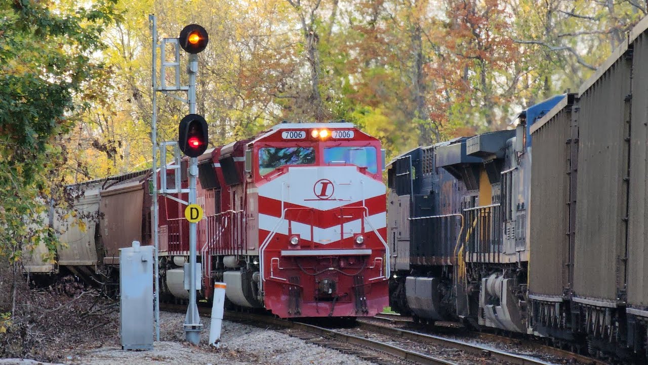 Heavy Loaded Bulk Trains Meet on the Indiana Rail Road! - YouTube