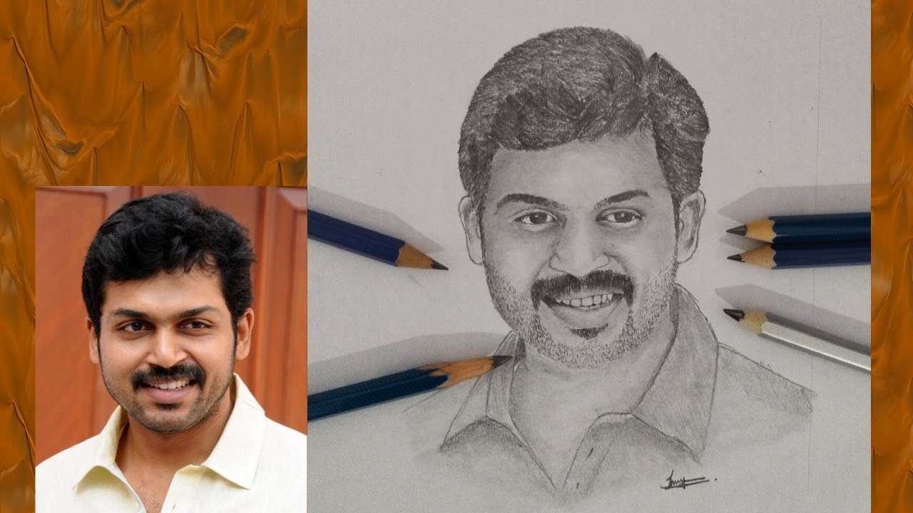 Karthi Pencil Drawing | how to draw Tamil Actor Karthi | portrait - YouTube