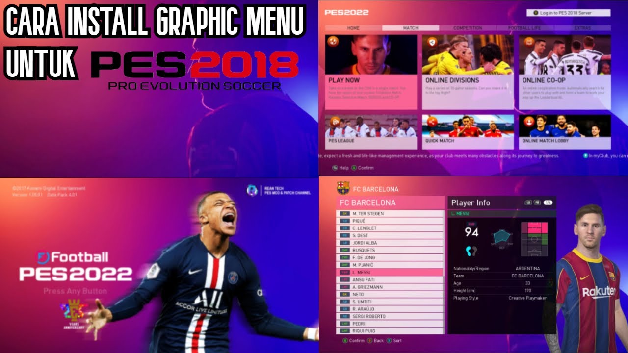 PES 2018 || RT Graphic Menu V3.0 || TAMPILAN BARU BRO!! - YouTube