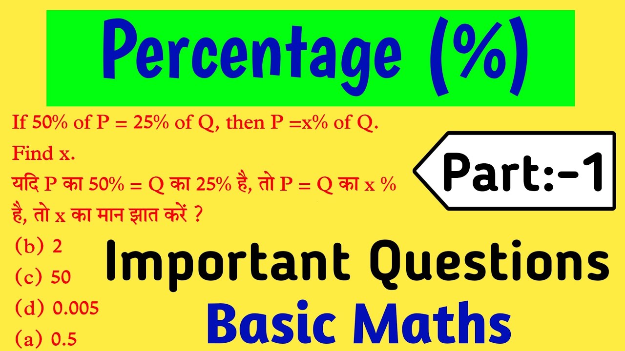Percentage (प्रतिशत) Important Questions DSSSB/KVS/NVS/HTET - YouTube