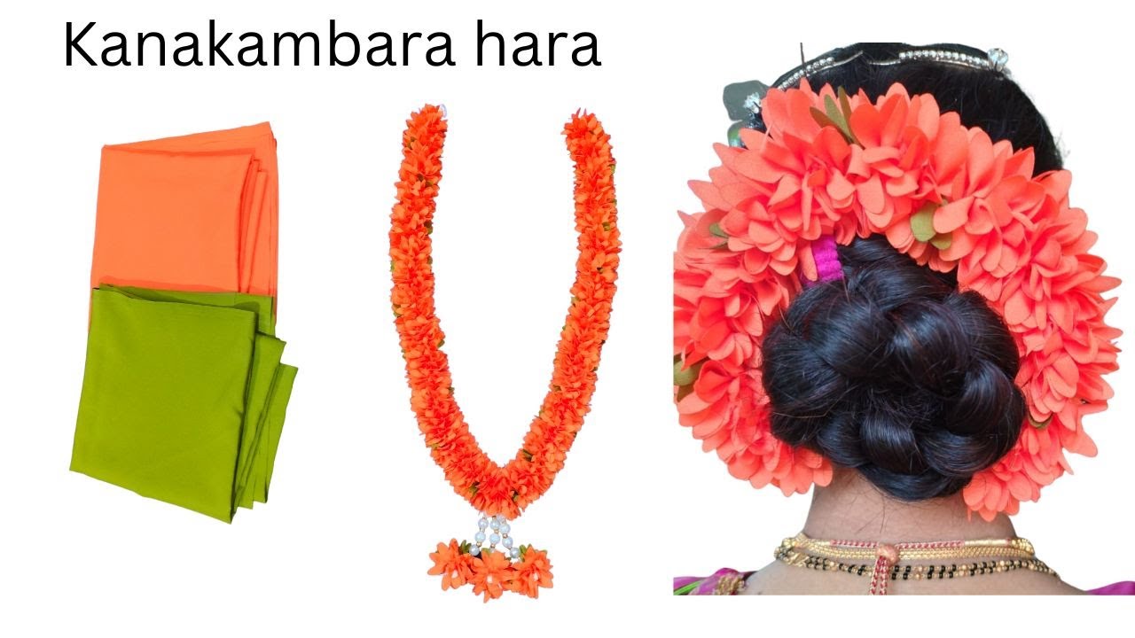Kanakambara hara | cloth garland Using Blouse Piece | Fabric dindu ...