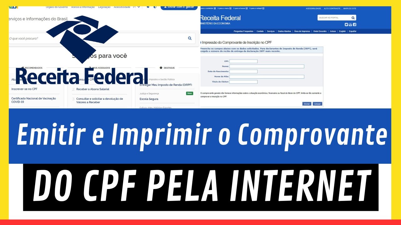Como Emitir e Imprimir o Comprovante Do CPF | Receita Federal imprimir CPF - YouTube