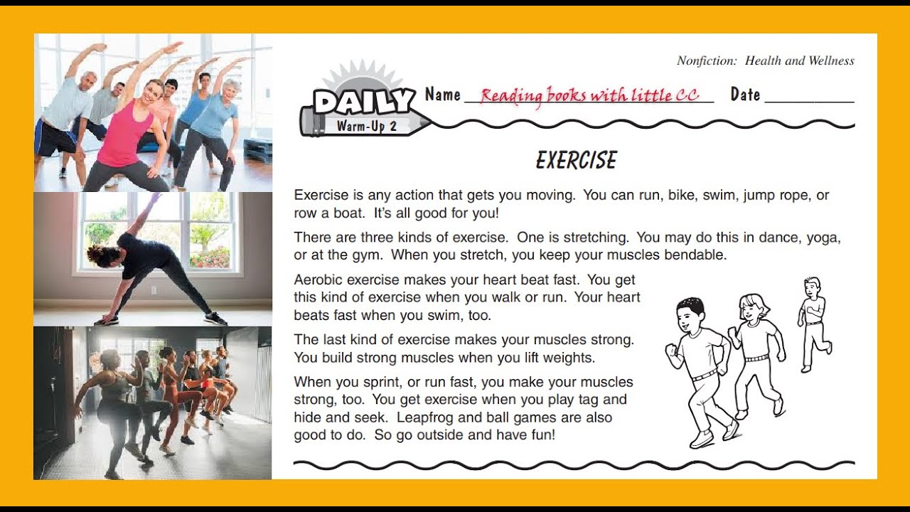 DAILY WARMUP READING 1 | NONFICTION- Health and Wellness | EXERCISE ...