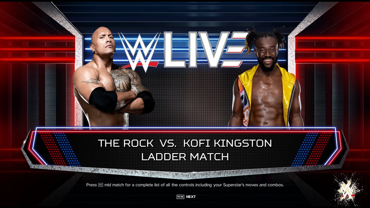 Ladder Match | WWE 2K24 | The Rock VS Kofi Kingstone - YouTube