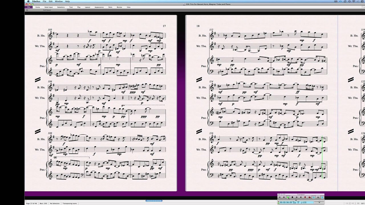 336 Trio for Basset Horn, Wagner Tuba and Piano - YouTube