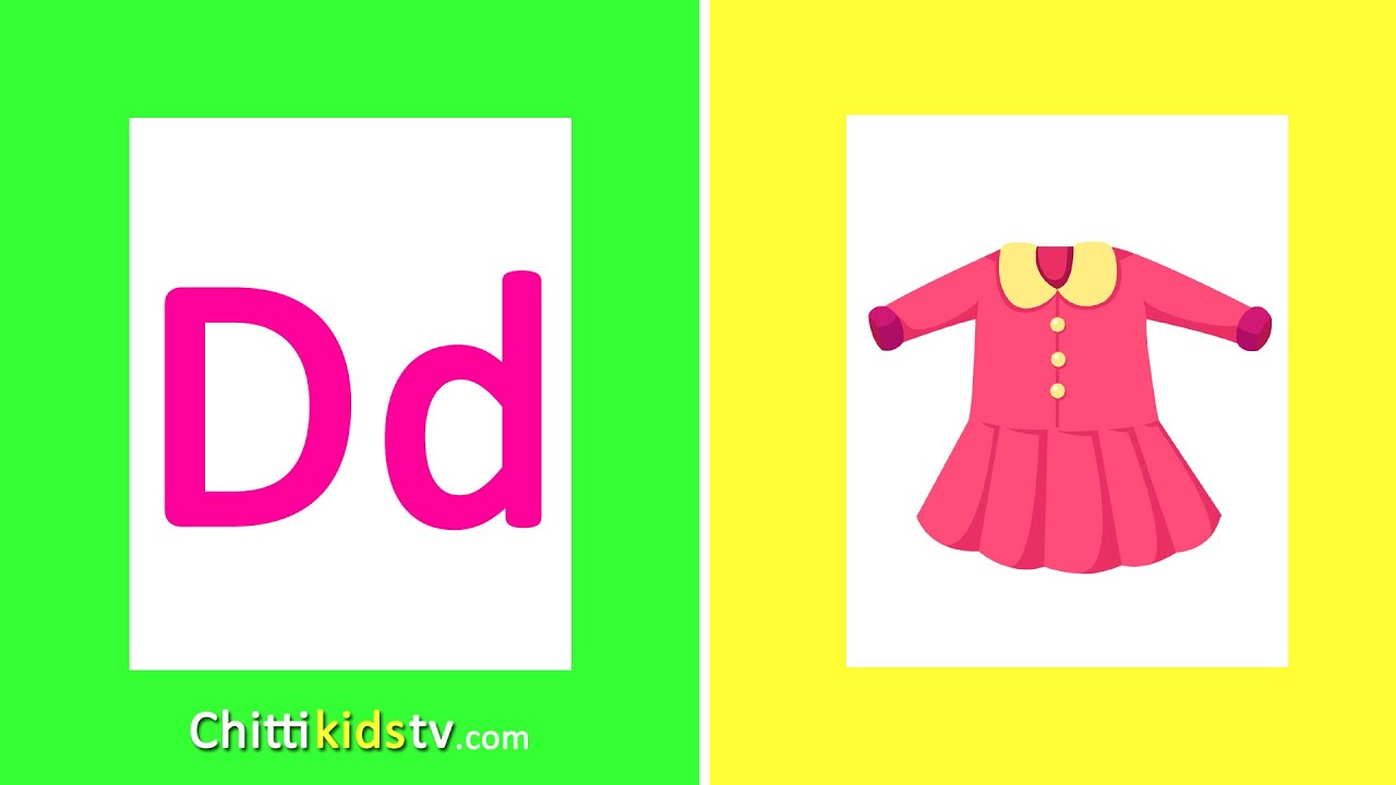 D for Dress | Baby's First Words Vocabulary in English | Video for Baby ...