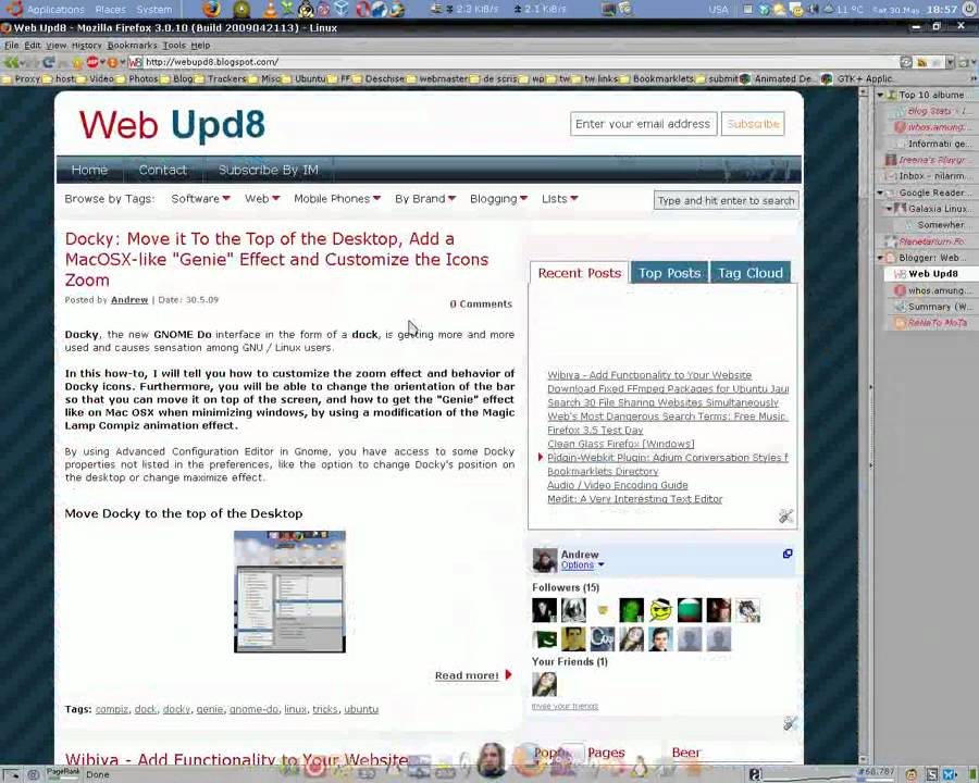 MacOSX-like Genie Minimize Effect Using Compiz in Ubuntu Jaunty - YouTube