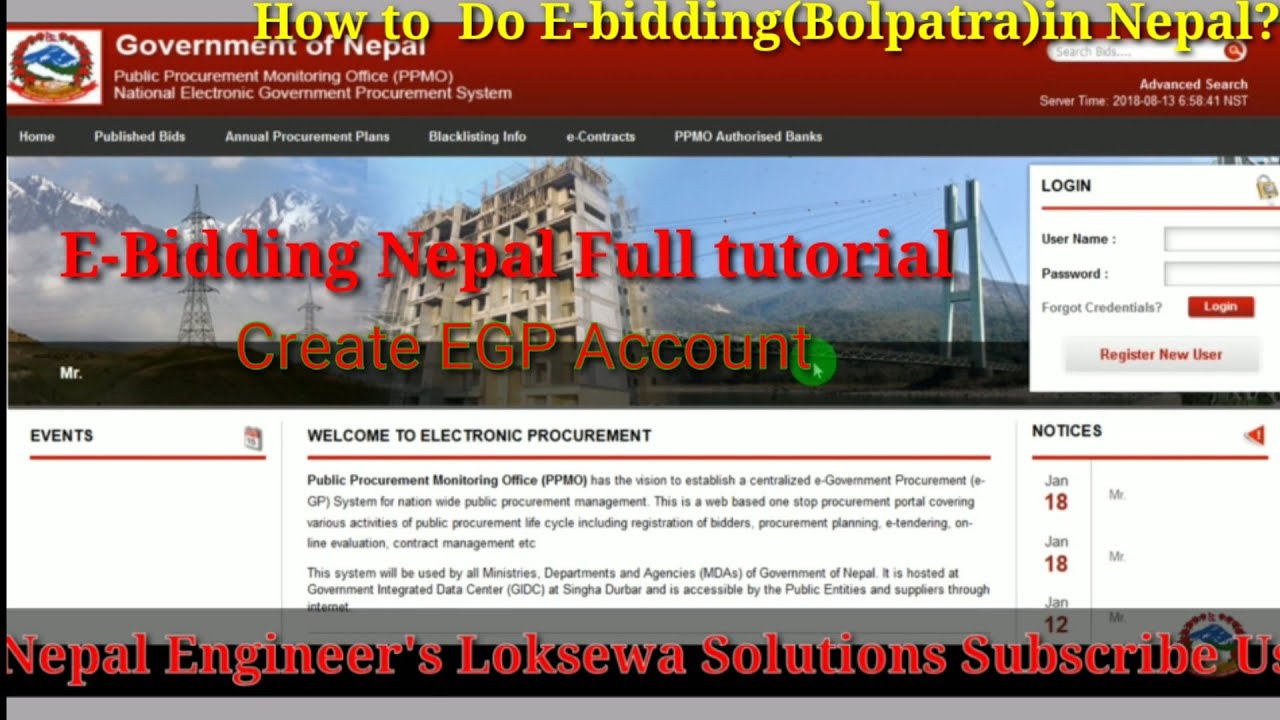Open EGP Account and Bidding Works Full Process ll Ebidding Nepal Full ...