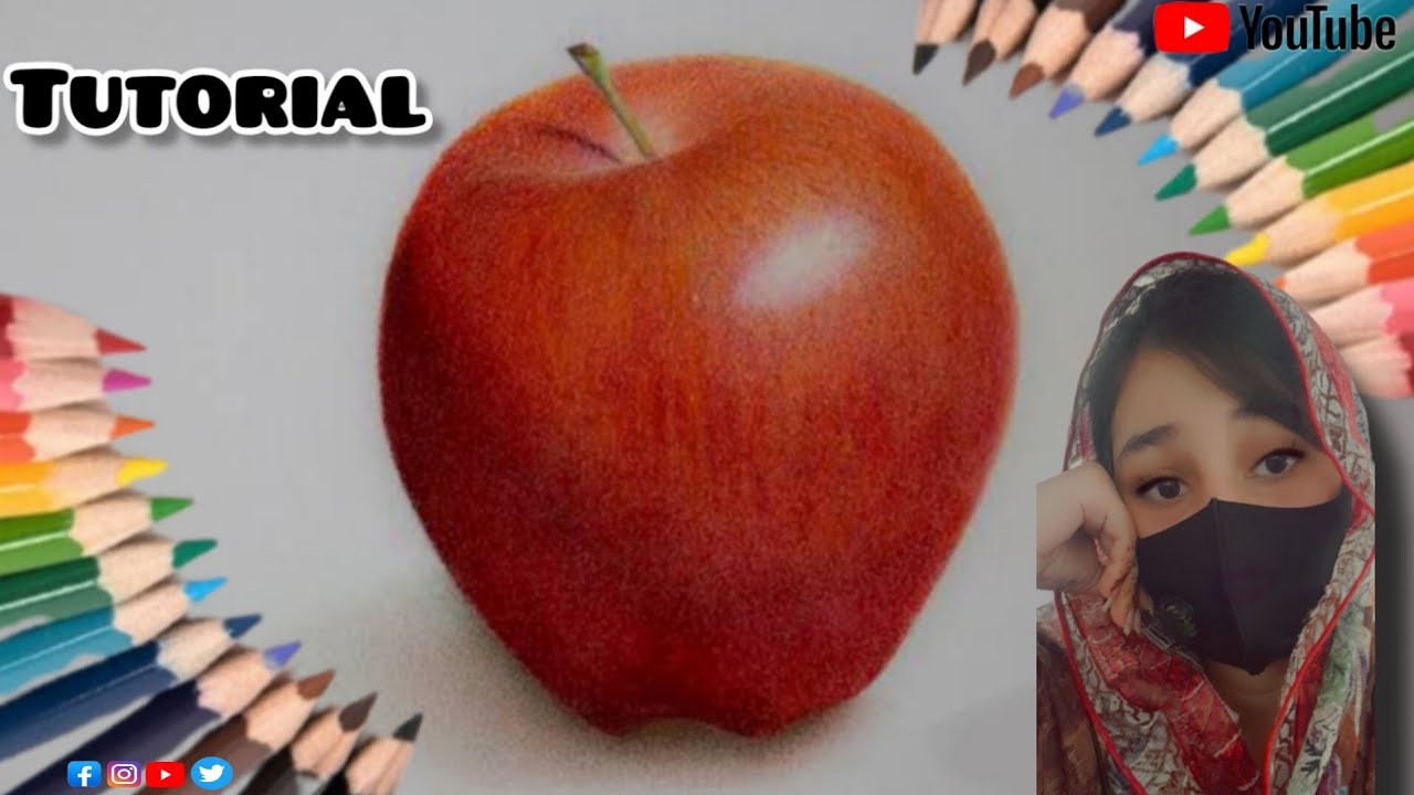 How to draw realistic apple with pencil colour || #viral #apple # ...