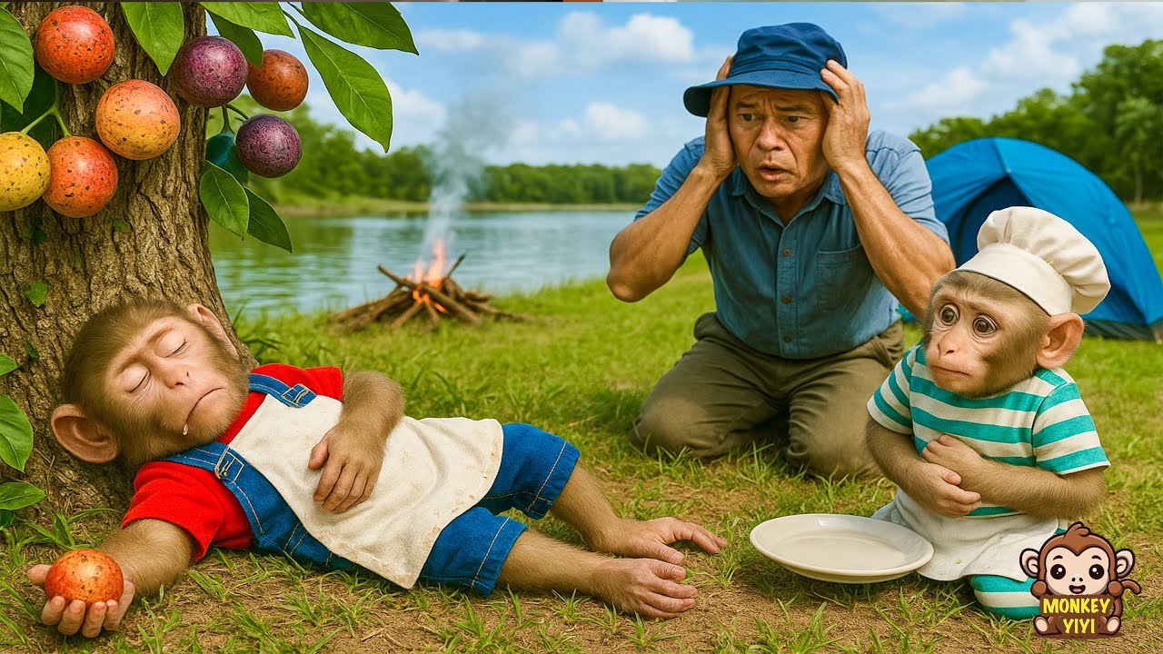 Disaster Strikes on Baby Monkey YiYi and Grandpa’s Camping Trip! - YouTube