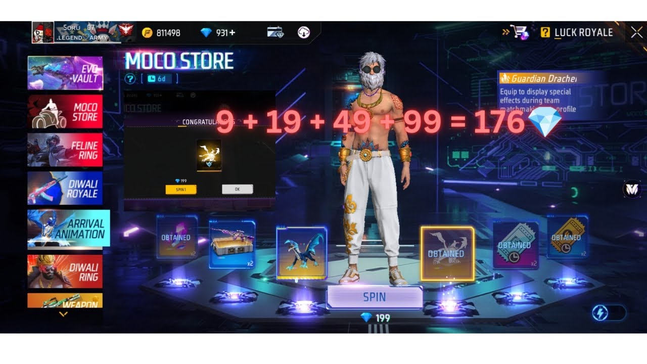 free fire moko store mein se animation |176 diamond 💎 mein animation ...